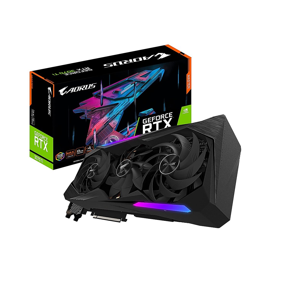 GIGABYTE AORUS GeForce RTX 3070 Ti Master 8G Graphics Card, MAX-Covered Cooling, 8GB 256-bit GDDR6X, GV-N307TAORUS M-8GD Video Card