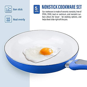 SHINEURI 6 Pieces Nonstick Pans with Lid, Nonstick Frying Pan with Lid, Ceramic Pans with Lid, Nonstick Skillet with Lids, Non-stick Skillet, Ceramic Skillets, Ceramic Nonstick Pan Set - 8/9.5/11 inch