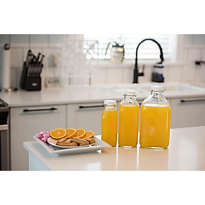 6 Glass Bottle Replacement Caps with Tampered Evident Seal, 48mm Diameter Bottle Lids That Fit Perfectly Stanpac & Libbey Milk Glass Bottles. Reusable, Long-Lasting and Easy to Clean Bottle Caps (Light Blue)