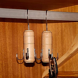 SUNTRADE Wooden Belt Tie Rack Scarf Hanger for Closet，for Belts Tie Scarves Tank Top and Jewelry (1, 4 Hooks)