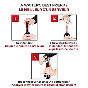 Peugeot - Clavelin Sommelier’s Corkscrew - Patented Single Pull Manual Bottle Opener with Foil-Cutter and Bottle Cap Remover, Black, 5.5 Inches