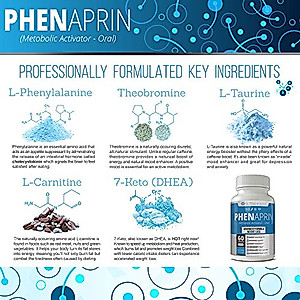 PhenAprin Diet Pills Weight Loss and Energy Boost for Metabolism – Optimal Fat Burner and Appetite Suppressant Supplement. Helps Maintain and Control Appetite, Promotes Mood & Brain Function.
