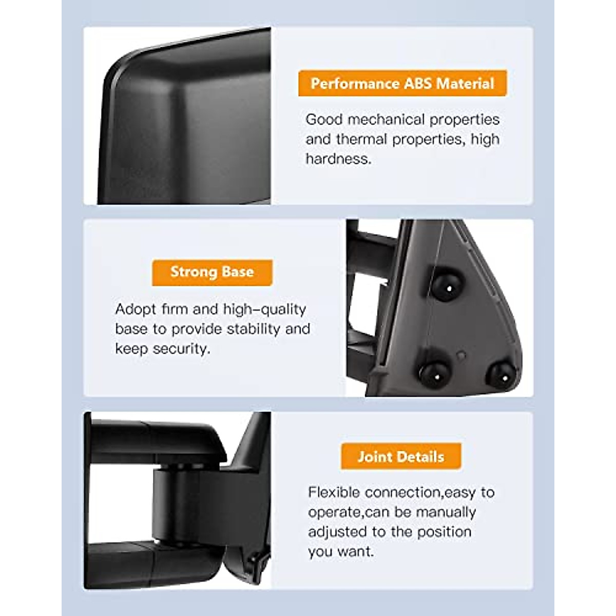 ITOPUP Towing Mirrors Fit for 1999-2002 for Chevy Silverado for GMC Sierra 1500/2500 Tow Mirrors with Power Control Heated LED Turn Signal Width Light Black 1 Pair of Mirrors Left Side and Right Side