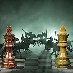 Folding Wooden Chess Set Chess, Portable Travel Chess Set,Board Game and Draughts Set 48cm x 48cm (19 Inch) Board Games