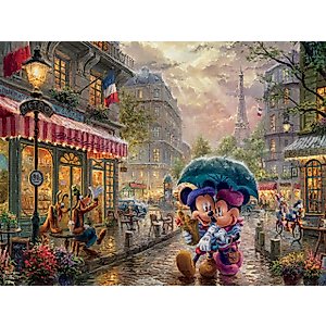 Ceaco - Thomas Kinkade - Disney Dreams Collection - Mickey and Minnie in Paris - 300 Piece Jigsaw Puzzle, 24 x 18
