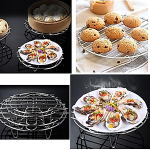 3 Pack Round Cooling Steaming Cake Rack, Stainless Steel Circular Wire Baking Rack for Air Fryer, Stockpot, Pressure Cooker (6/7/8 Inch)