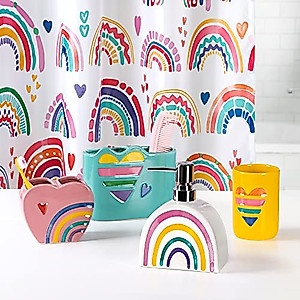 Allure Home Creation Rainbow Hearts 4-Piece Ceramic Bathoom Accessory Set