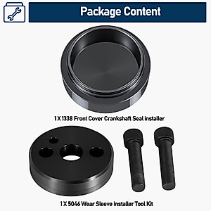 1338 Front Cover Crankshaft Seal Installer &5046 Wear Sleeve Installer Tool Kit For Cummins 3.9L 5.9L 6.7L Replace OE 1338/3824498, 5046/3824500