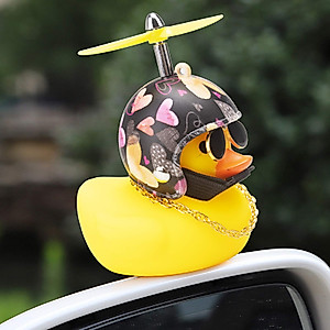 wonuu Rubber Duck Car Decorations Cute Yellow Duck Car Dashboard Ornaments with Propeller (Love)