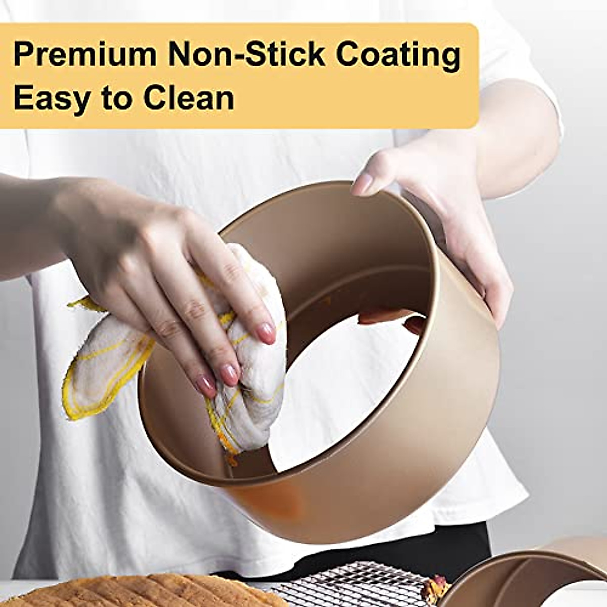 6 Inch Cake Pan Non-Stick Carbon Steel Deep Round Baking Pan with Removable Loose Bottom, Heavy Duty Deep Wall Bakeware Round Cake Pans, Quick Release Cake Molds for Baking Layer Cake, Cheese Cake