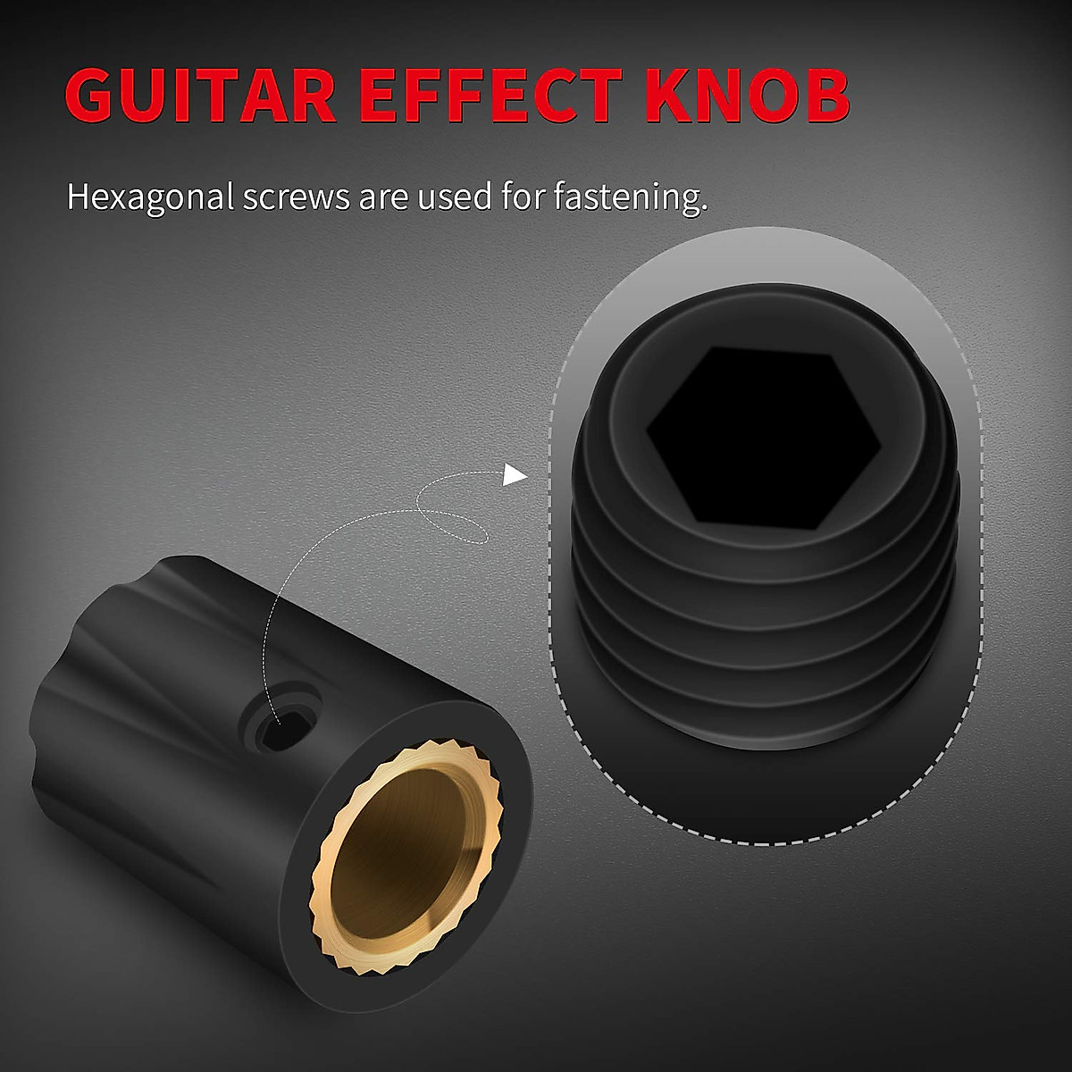 DaierTek 10pcs Black Davies 1900h Clone Guitar Effect Pedal knob 1/4 Shaft Set Screw for Amplifier amp boss Volume Control