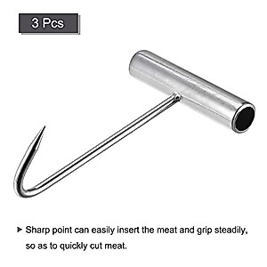 uxcell T-Handle Meat Boning Hook, Galvanized T Hooks for Kitchen Butcher Shop Restaurant 6"(150mm) 3Pcs