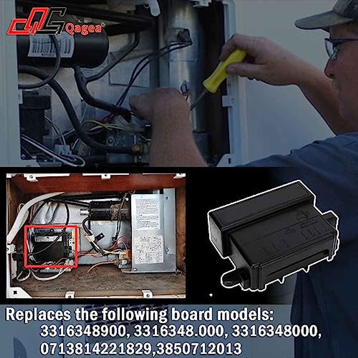 Qagea 3316348.900 Rv Refrigerator Power Module Board, Fridge Circuit/Control Board Replace 3316348.000 Compatible with Dometic DM2652; DM2662; DM2663; DM2852; DM2862; RM2451; RM2454; RM2551; RM2554