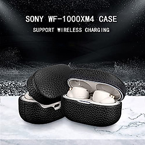 for Sony wf-1000xm4 Case,Fashion Premium Genuine Leather Business Magnetic Folio Cover for Sony wf 1000xm4