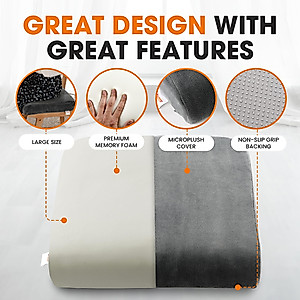 Cheer Collection Extra Large Seat Cushion | Memory Foam Comfort Pad for Prolonged Sitting with Removable Washable Cover