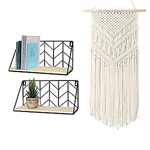 TIMEYARD Floating Shelves Wall Mounted Set of 2 Rustic Arrow Design Wood Storage for Bedroom, Living Room, Bathroom, Kitchen, Office, etc