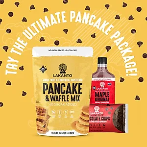 Lakanto Pancake and Waffle Mix - Sweetened with Monk Fruit Sweetener and Erythritol, Breakfast, Flapjacks, Almond Flour, Low Net Carbs, Gluten Free, Keto Diet Friendly - 16 oz