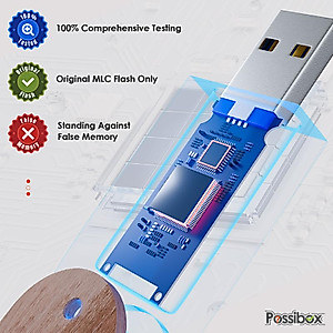 Possibox Custom Swivel Wooden USB 2.0 Flash Drive 16GB Imprinted or Engraved with Your Logo - Bulk Wholesale Promotional - 100 Pack