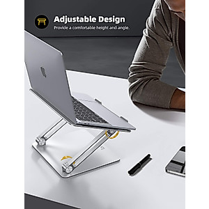 Lamicall Laptop Stand, Adjustable Notebook Riser - Foldable Portable Ergonomic Computer Desktop Laptop Holder for Desk, Compatible with MacBook Air Pro, Dell XPS, HP (10-17") - Silver