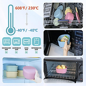 Anatole Silicone Food Storage Containers Set of 3 Lunch Box Bento with Lids BPA Free Dishwasher Microwave Oven Freezer Safe (6.7oz, 10oz, 20oz) Green