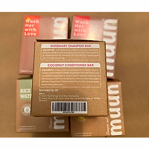 Muun Rosemary Shampoo and Conditioner Bar Set 3 - Natural Solid Hair Growth Soap Bars for Women with Straight, Curly or Thinning Hair for Anti-Hair Loss, Regrowth, pH Balanced, Sulfate & Silicone Free