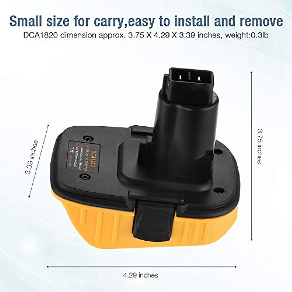 Dutyone 2Pack 20V Battery Adapter DCA1820 Replacement for Dewalt 18V Tools Convert 20V Lithium On Battery DCB204 DCB205 for 18V NiCad and NiMh Battery Tools