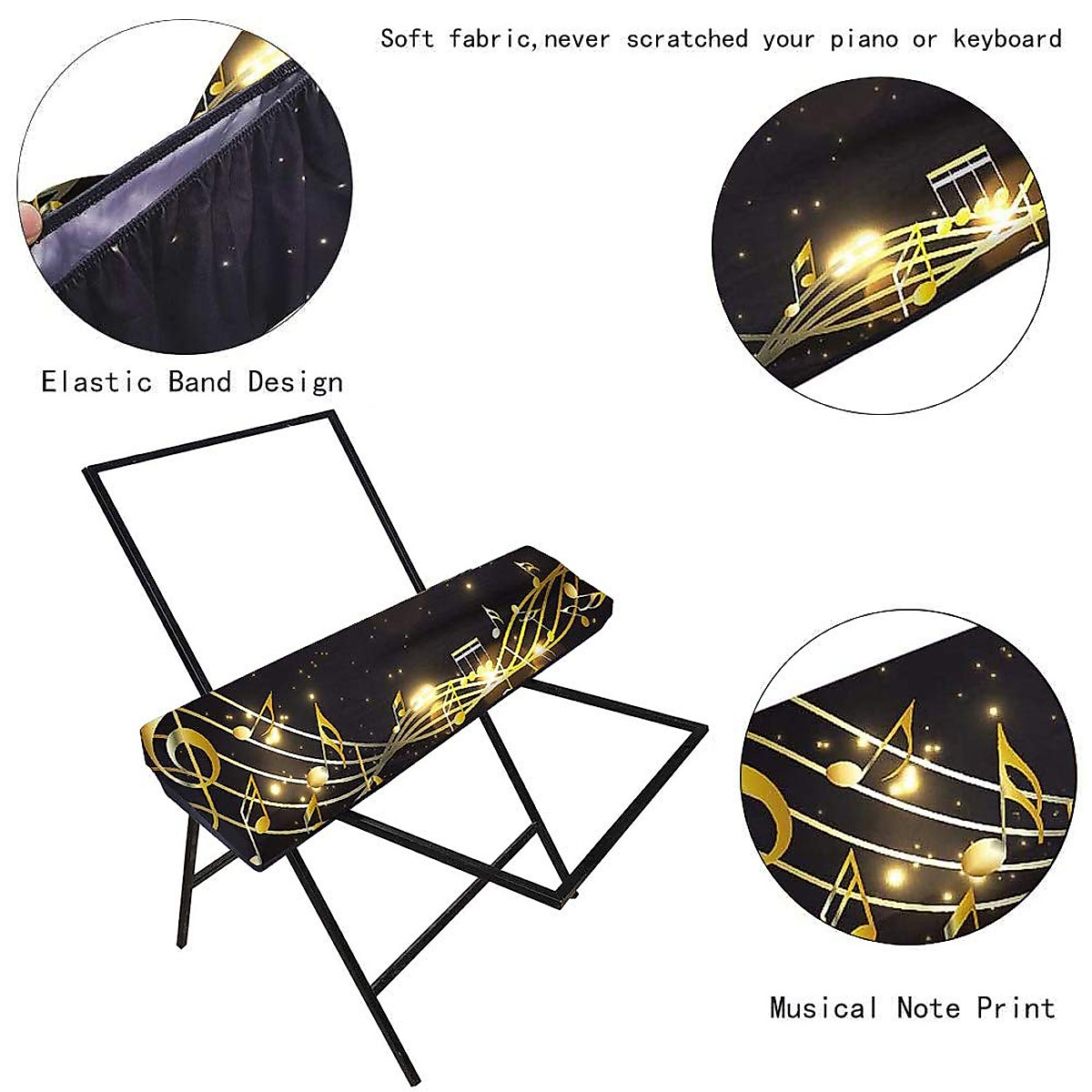 Piano Keyboard Dust Cover For 61/88 Keys,Piano Cover,Keyboard Dust Cover,Adjustable Electric/Digital Piano Stretchable Protective Keyboard Cover with Elastic band Design,Piano Accessories