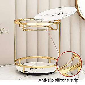 WINTENT Metal Rotating Makeup Organizer with makeup brush holder ,2 tier Lazy Susan Bathroom Organizer Countertop Gold (2 Tier)