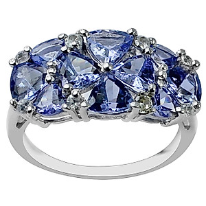 Carillon Tanzanite Trillion Shape Natural Non-Treated Gemstone 925 Sterling Silver Ring Engagement Jewelry for Women & Men