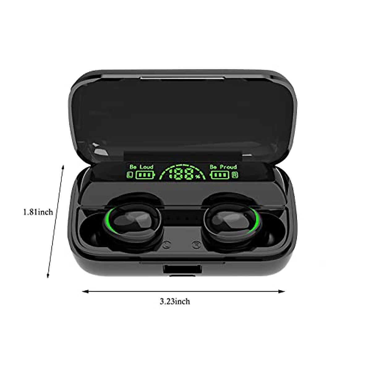 Wireless TWS Earbuds Earphones - Bluetooth 5.1 in-Ear Sports Headphones, IPX5 Waterproof, Finger Control, LED Digital Display Headset with Microphone & Charging Case