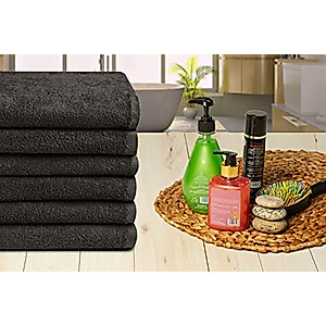 Cotton Bath Towels Set Grey 24" x 48" Pack of 6 Ultra Soft 100% Cotton Bath Towel Charcoal Grey Highly Absorbent Daily Usage Bath Towel Ideal for Pool Home Gym Spa Hotel