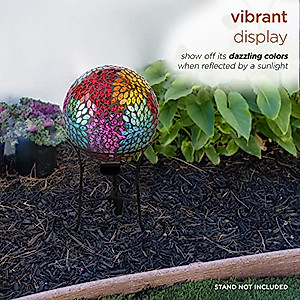 Alpine Corporation HMD172 Alpine 10" Diameter Indoor/Outdoor Glass Leaf Pattern Yard Decoration, Multicolor Gazing Globe