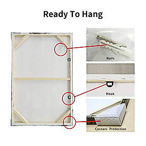 Hardy Gallery Lake Bridge Canvas Picture Artwork: Wooden Bridge Painting Sunset Landscape Wall Art Print for Living Room (45” x 30” x 1 Panel)