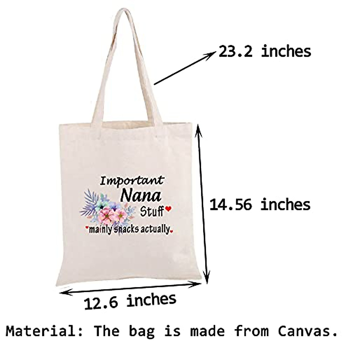 PWHAOO Nana Tote Bag Gift Important Nana Stuff Mainly Snacks Actually Tote Bag Mother's Day Gift (Nana Stuff TB)