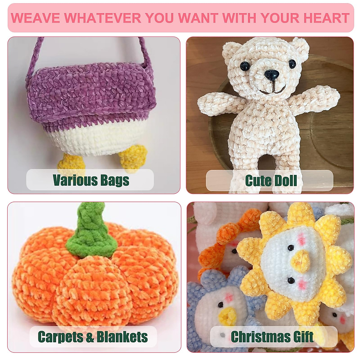 100g Soft Chenille Yarn Blanket Yarn,Crochet Yarn,Yarn for Crafts,Yarn for Crocheting,Fancy Yarn for Crochet,Crochet Yarn for Sweater/Hat/Blankets/DIY Craft(Electric Purple)