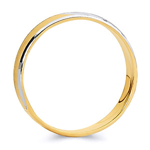 Wellingsale Ladies Solid 14k Two 2 Tone White and Yellow Gold Polished Diamond Cut CZ Cubic Zirconia Engagement Ring + Wedding Band Bridal Set - Size 6.5