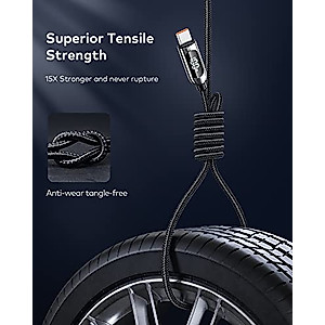 Baseus PD 100W USB C to USB C Cable, 5A Fast Charging USB C Cable with LED Display, Zinc Alloy Nylon Braided Type C Cable 6.6ft for Samsung S21 S20 Note 20 MacBook Pro Google Pixel etc