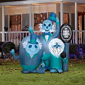 Gemmy Airblown Haunted Mansion Beware of Ghosts Scene Disney, 6 ft Tall, Blue