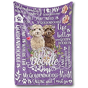 Huglanket Goldendoodle Gifts, Goldendoodle Blanket for Goldendoodle Mom, Cute & Unique Goldendoodle Design, Throw Blanket Gifts for Dog Lovers, Family, Friends, Flannel Plush Blankets - 50"x 65"
