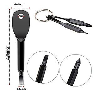 2 sets (4 pieces) Portable Keychain Screwdrivers, Mini Screwdrivers, Outdoor Emergency Gadgets (black and silver)