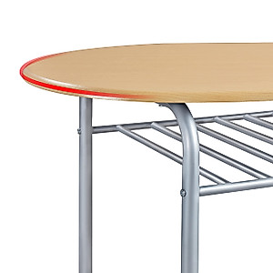 Topeakmart 3 Piece Kitchen Table Set - Dining Table Sets for 2 - Compact Table and Chairs w/Steel Frame & Shelf Storage for Small Spaces, Apartment,Bistro - Natural