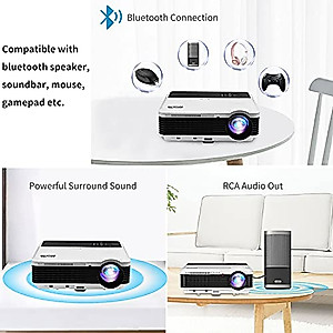 Wireless LED Projector 2 HDMI USB 1080P HD Home WiFi Bluetooth Projector LED LCD 5000 Lumens Smart Movie Theater Cinema Gaming Outdoor Entertainment Beamer Proyector for Phone PC DVD Laptop