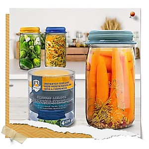 Fermentaholics Silicone Fermentation Stretch Lids - Waterless One Way Airlock Cap Fits All Wide Mouth Mason Jars - PATENT PENDING - 4 Pack - With One Lid Turn Any Mason Jar into a Vegetable Fermenter