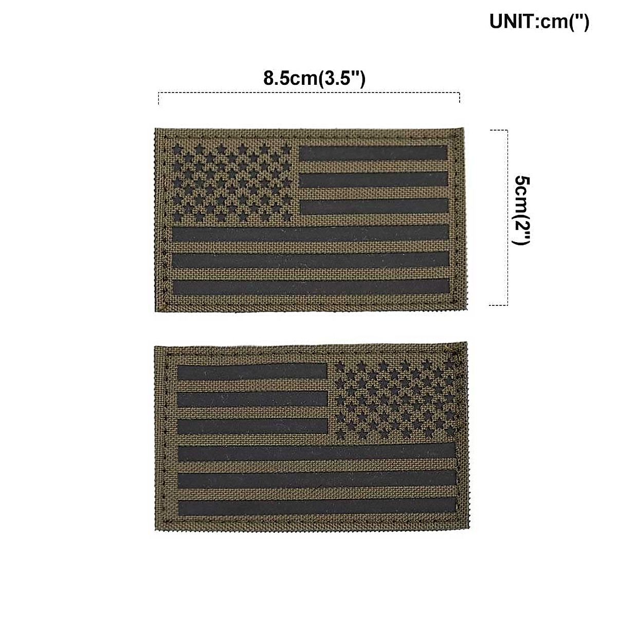 EXCELLENT ELITE SPANKER 2 Pcs American Flag Patch Reflective USA Flags Patches PVC Tactical Patch for Backpack Vest Clothes Hat Patch Military Team Patch (Ranger Green)