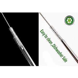 Extra Long Straw Cleaner Brush Extend 12 inch, Extra Wide 12mm diam Pipe Cleaners, Cleaning Brush for Hummingbird Feeders, Nylon Bristles and Stainless Steel Handle Straw Brush Set 10 Pack