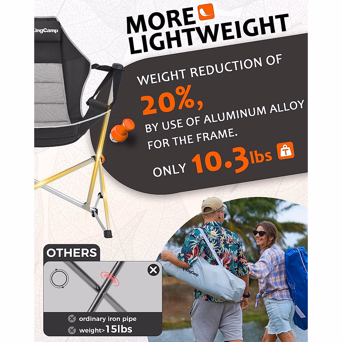 KingCamp 2 Pack Hammock Camp Chair, Oversized Aluminum Alloy Swing Camp Chair, Rocking Camp Chairs with Pillow Cup Holder for Adults Outdoor Travel Sports Game Lawn Concerts Garden (Cyan/Grey)