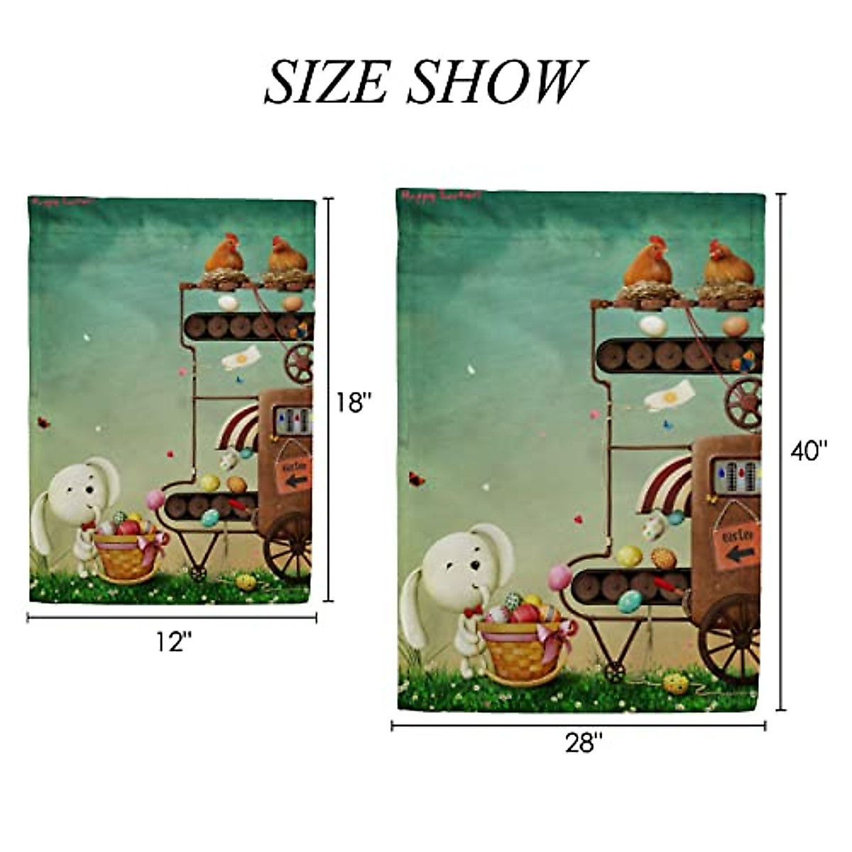 My Little Nest Seasonal Garden Flag Easter Egg Bunny Double Sided Vertical Garden Flags for Home Yard Holiday Flag Outdoor Decoration Farmhouse Banner 12"x18"