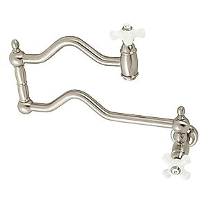 Kingston Brass KS2108PX Heritage Pot Filler, Brushed Nickel