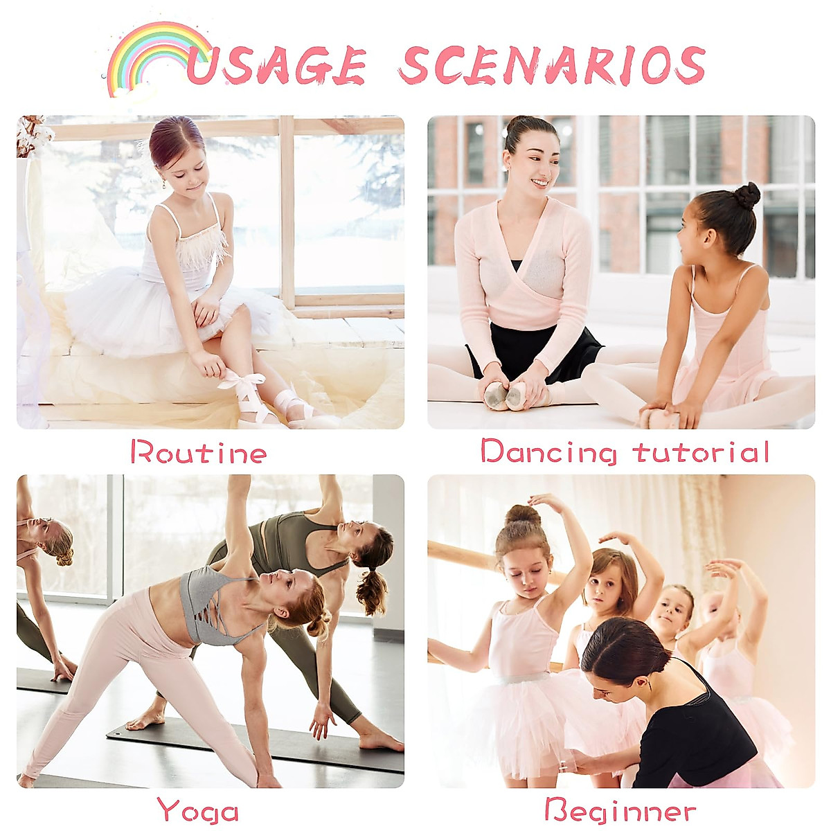 Ballet Shoes for Girls, Pink Ballet Slippers Split Sole Satin Women Dance Shoes Flats with Ribbon for Yoga Gymnastics Performance