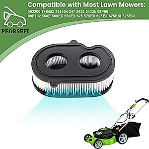 593260 Air Filter,2 Pack 798452 334404 Lawn Mower Air Filter Suitable for 550EX 500EX 550E 625EX 675EXI 725EXI 575EX Series Engine 5432 4247 5432K 09P702 Air Filter